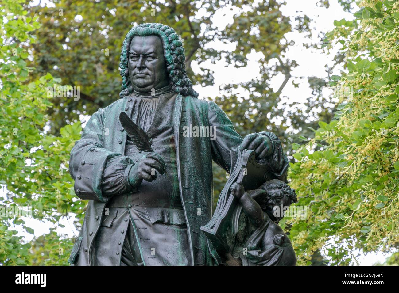 Eisenach, Thuringia, Germany 06-24-2021 Bach monument from 1984 on the ...