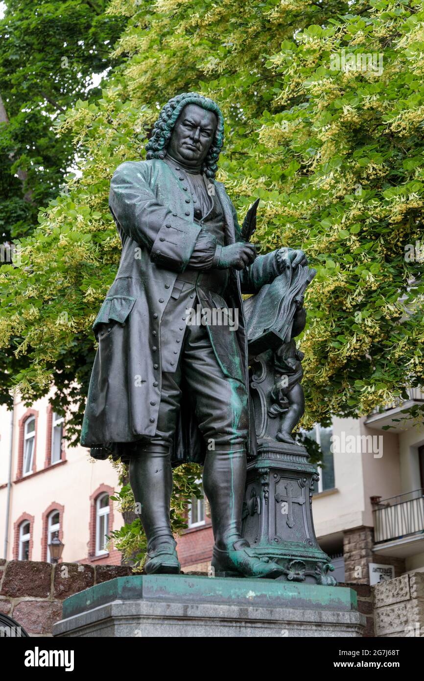 Eisenach, Thuringia, Germany 06-24-2021 Bach monument from 1984 on the ...