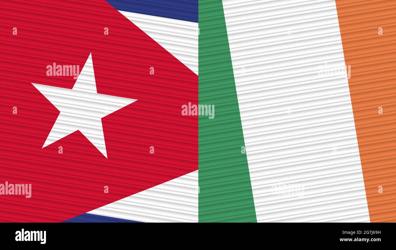 Ireland and Cuba Two Half Flags Together Fabric Texture Illustration ...
