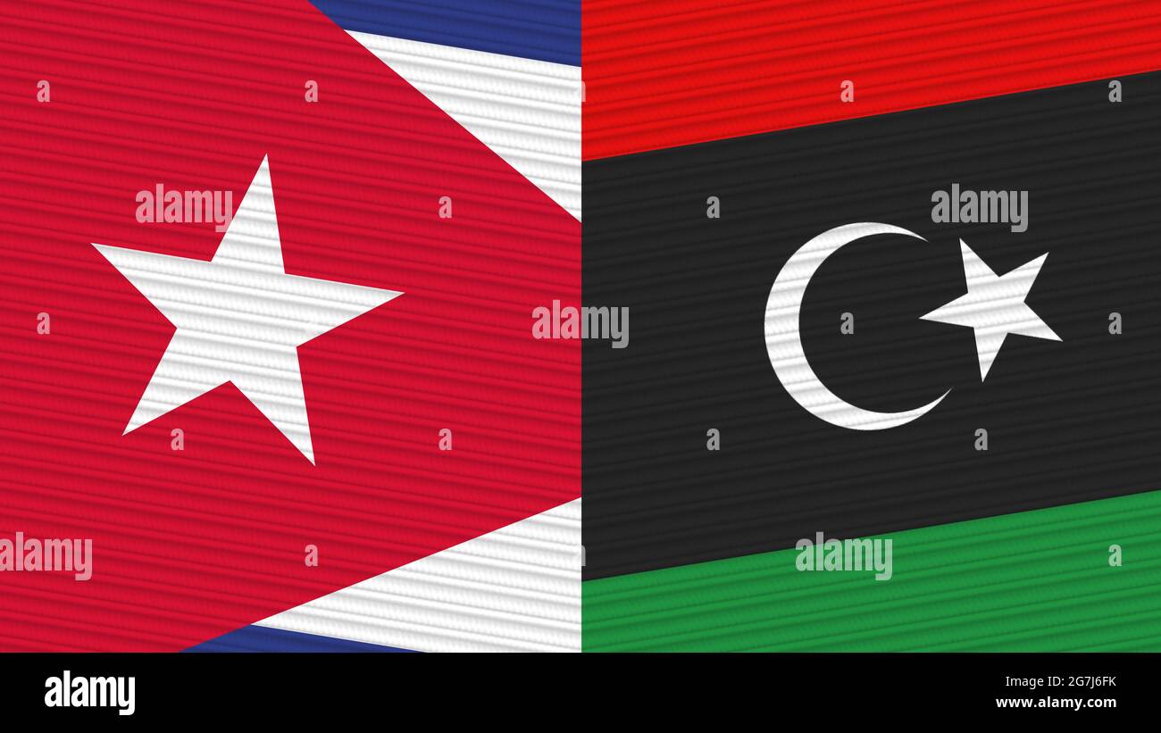 Libya and Cuba Two Half Flags Together Fabric Texture Illustration ...