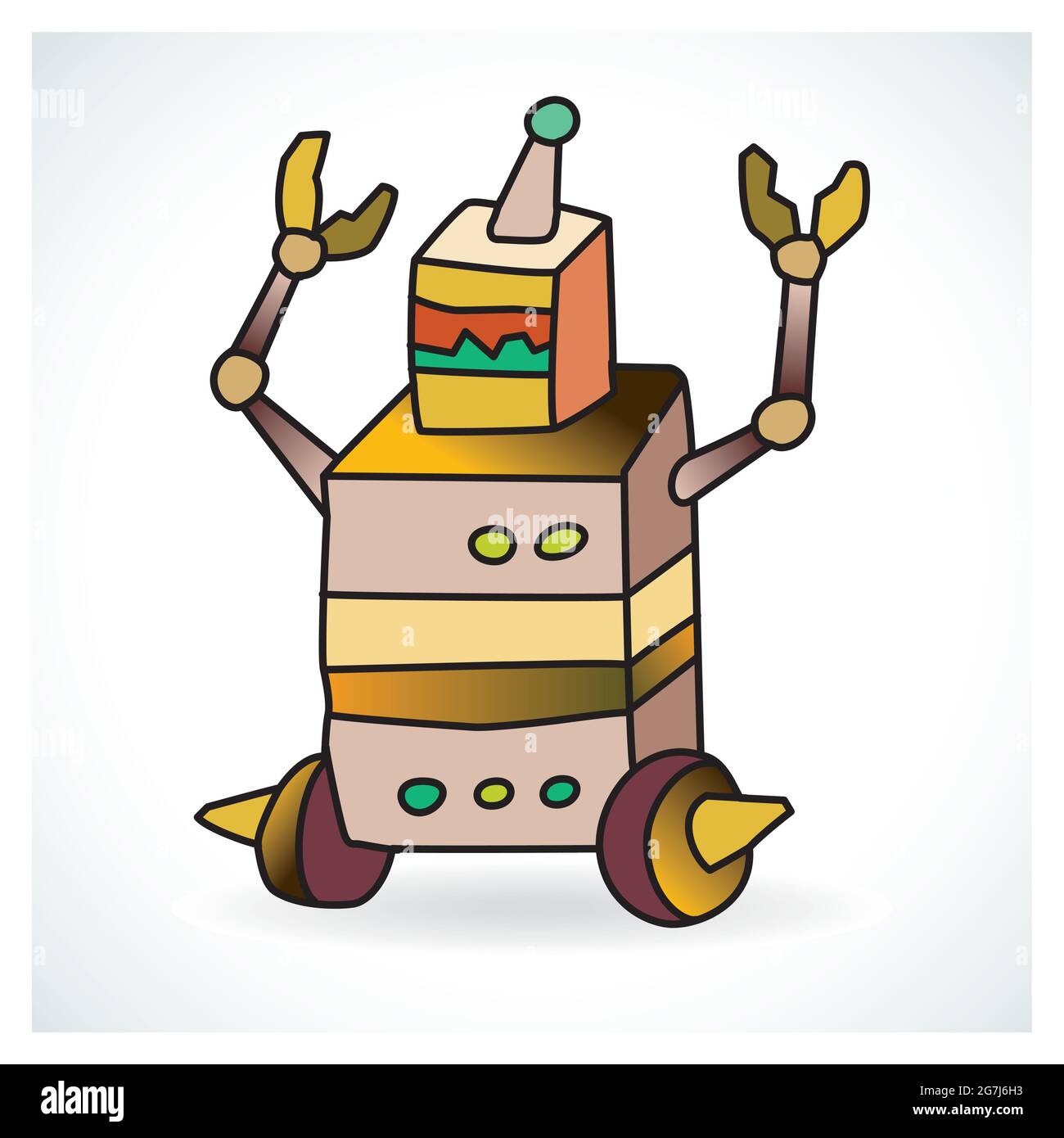 Colorful and funny robot design on a gradient background Stock Vector ...