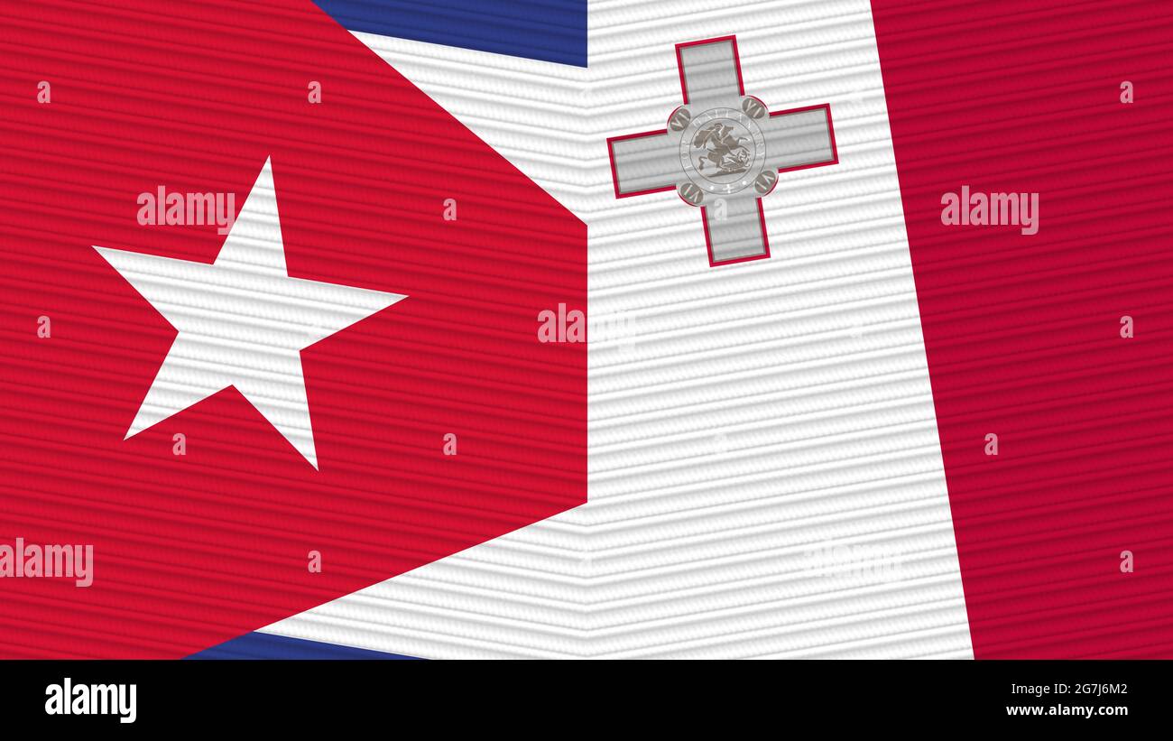 Malta and Cuba Two Half Flags Together Fabric Texture Illustration ...