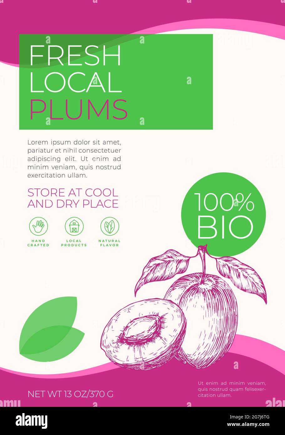 Fresh Local Fruits Label Template. Abstract Vector Packaging Design ...