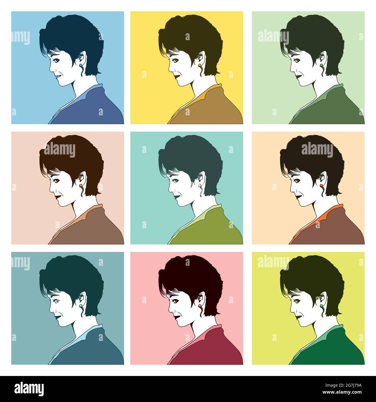 Set of female portraits on colored backgrounds Stock Vector Image & Art ...