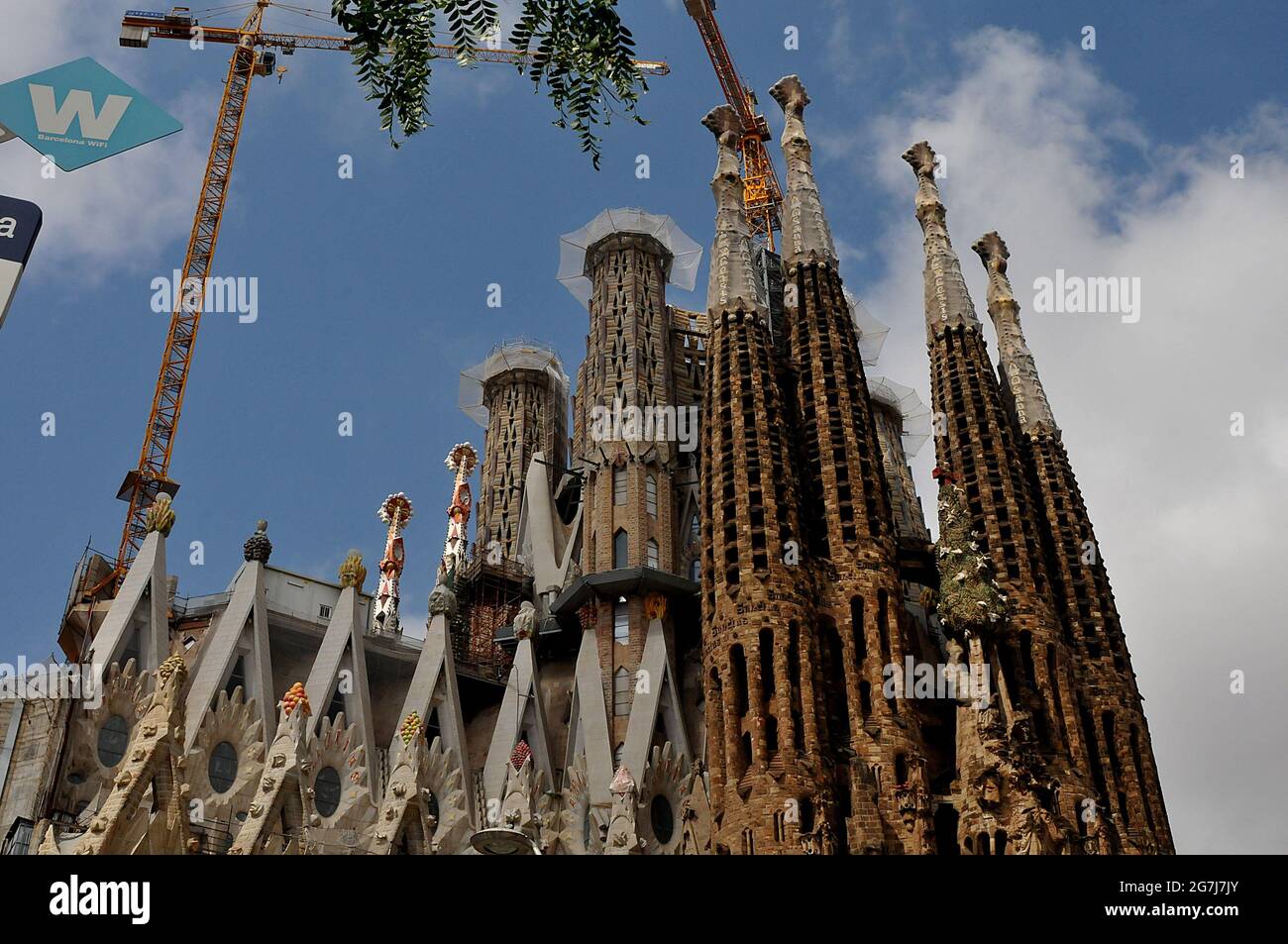 barcelona/catalonia/ Spain/ 21July 2019/ Gaudi Sagrada familia unders ...