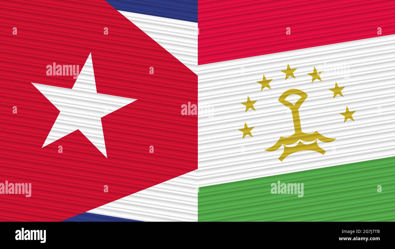 Tajikistan and Cuba Two Half Flags Together Fabric Texture Illustration ...