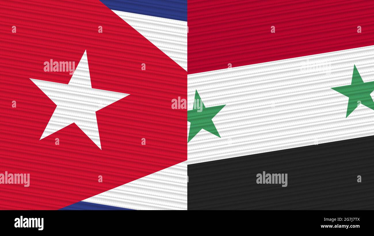 Syria and Cuba Two Half Flags Together Fabric Texture Illustration ...