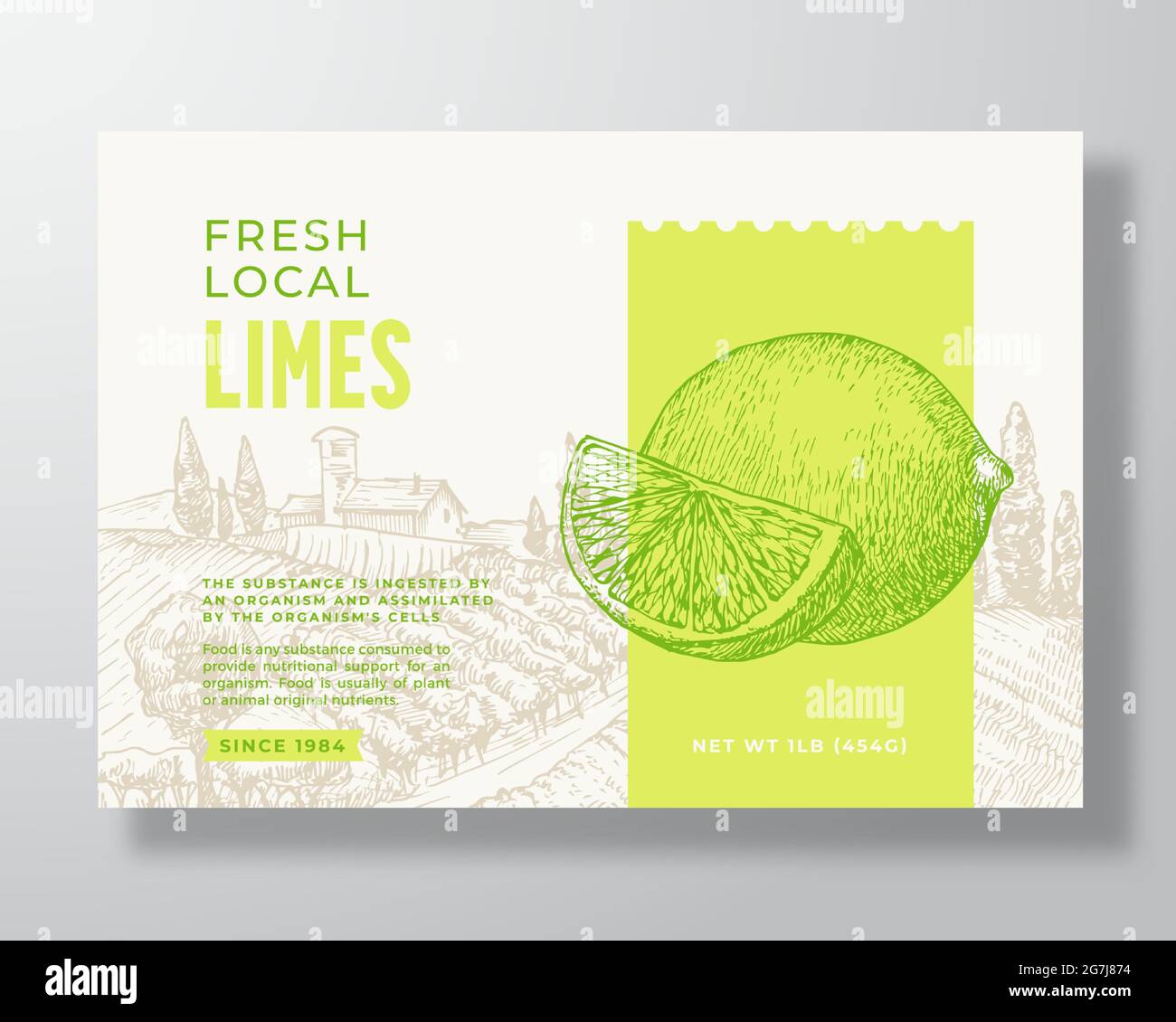 Fresh Local Lime Food Label Template. Abstract Vector Packaging Design ...