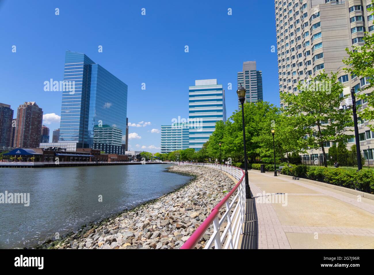 Promenade runs along the Luxury high-rise apartment in New Port Jersey ...