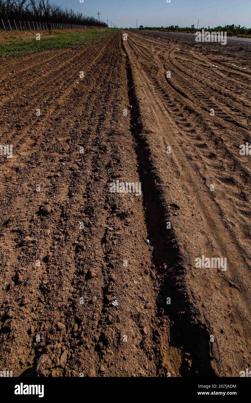 Land. Fertilized soil in crop fields on the coast of Hermosillo Mexico ...