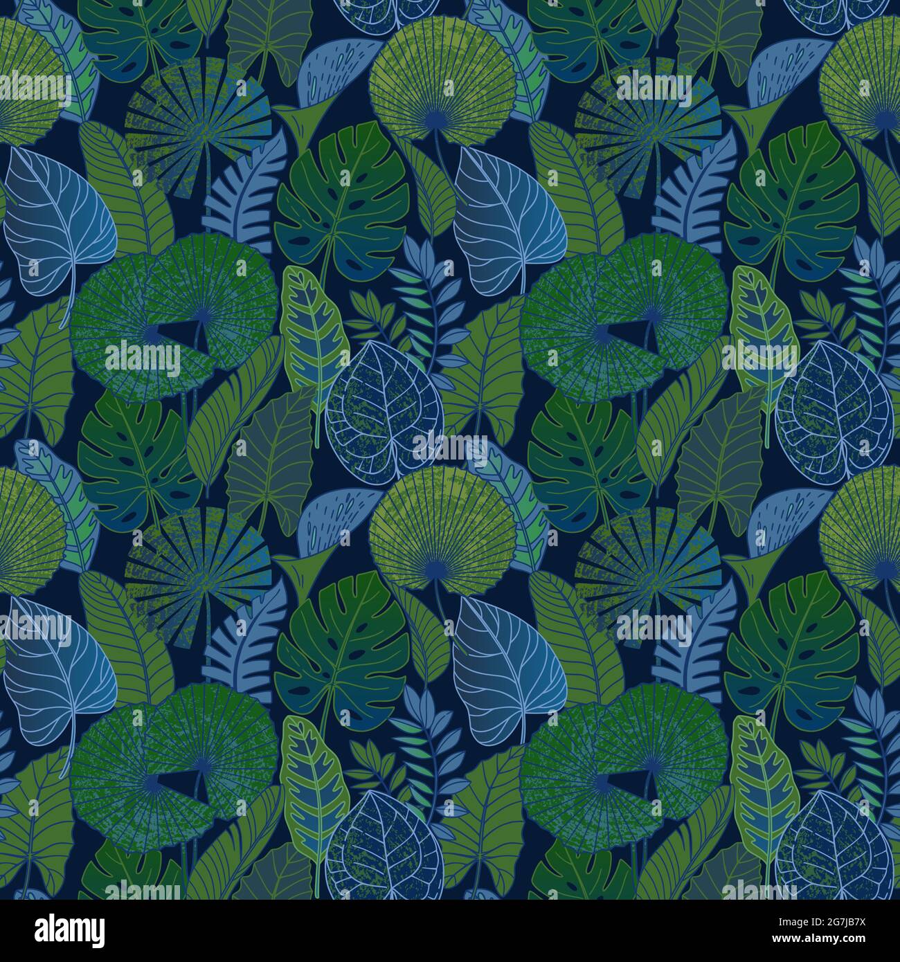 Tropical blue leaf pattern Stock Vector Images - Alamy