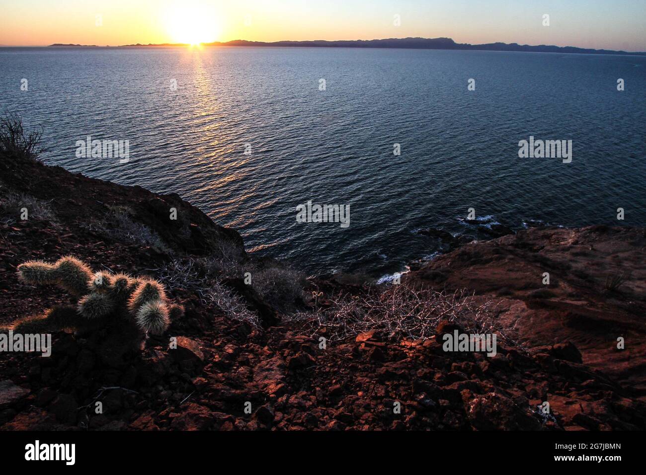 Landscape of the sea at sunset in the Kino Bay in Hermosillo, Mexico ...