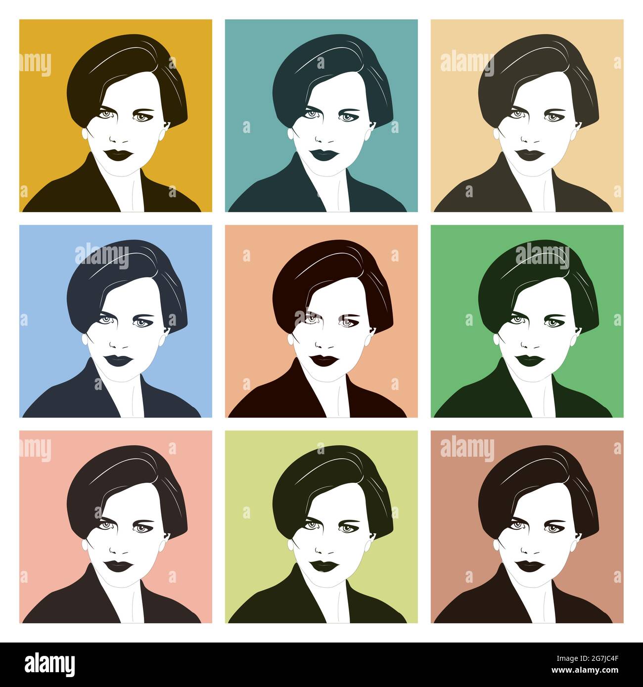 Set of female portraits on colored backgrounds Stock Vector Image & Art ...