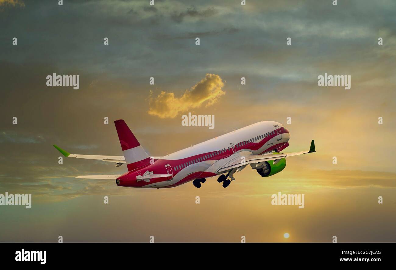 Take off sunset against backdrop hi-res stock photography and images ...