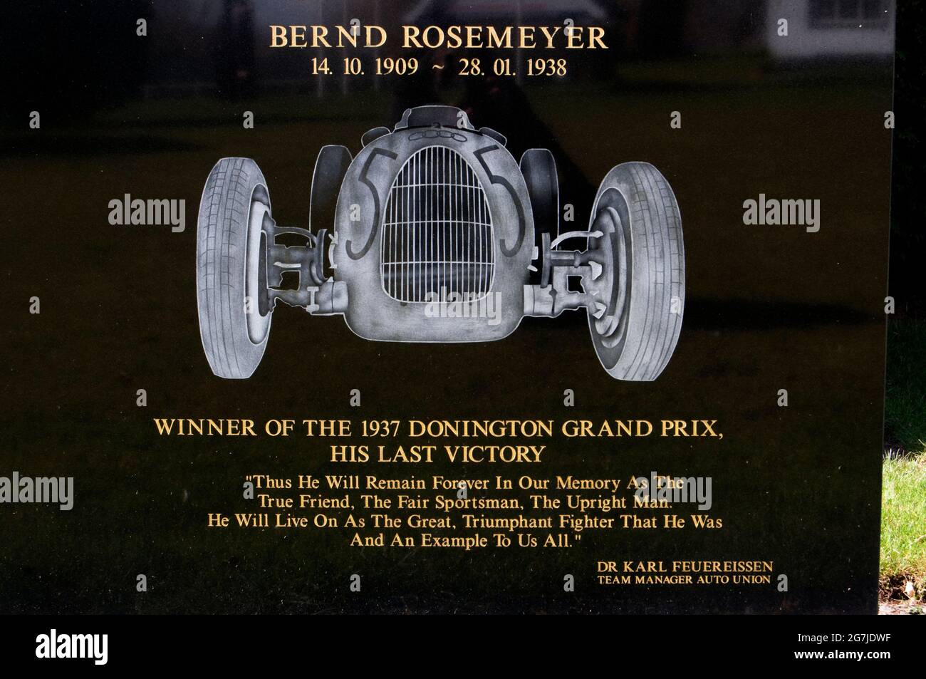Bernd Rosemeyer Plaque At Donington Circuit To Commemorate His Last ...