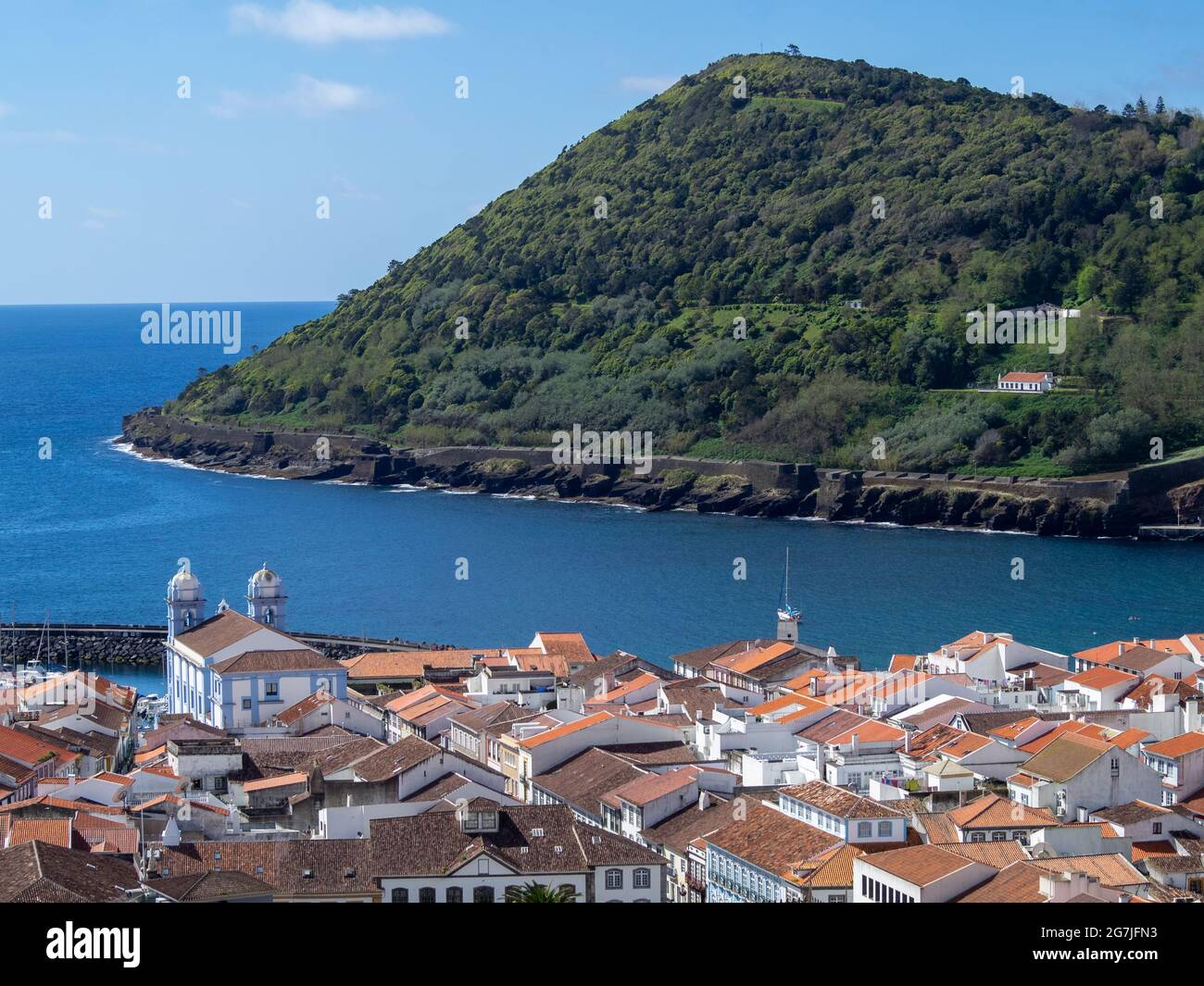 Angra do Heroismo bay and Monte Brasil, Terceira Island Stock Photo - Alamy