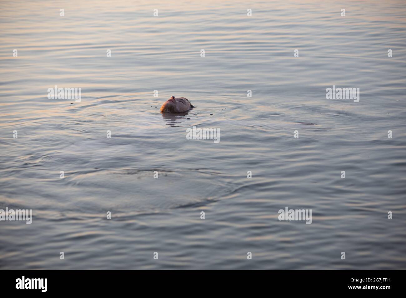 man floating on back in water. copy space. summer vacation Stock Photo ...