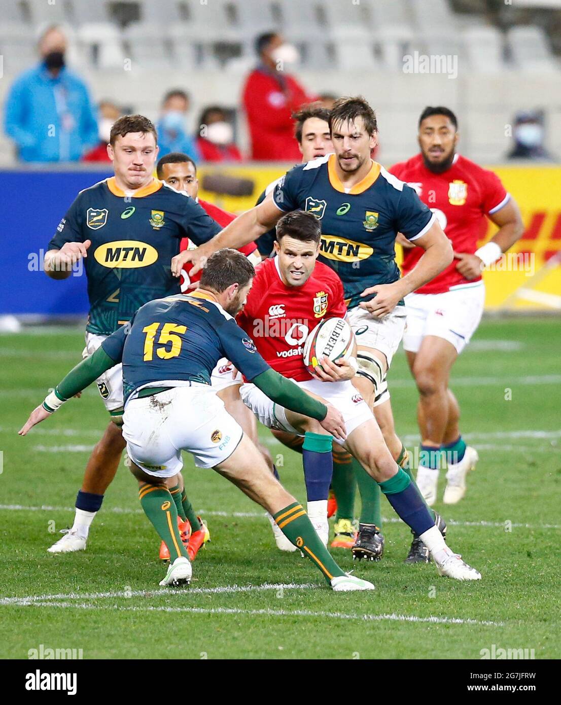 Willie le Roux of South Africa A looks to tackle Conor Murray of the British & Irish Lions ...