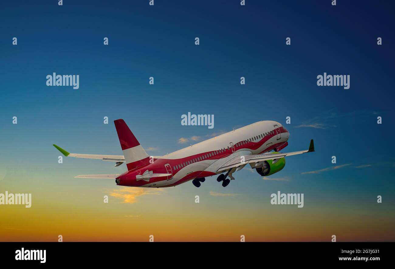 Take off sunset against backdrop hi-res stock photography and images ...