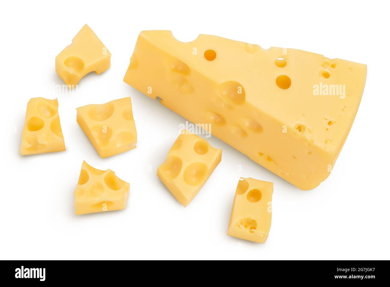 piece of cheese isolated on white background with clipping path. Top ...
