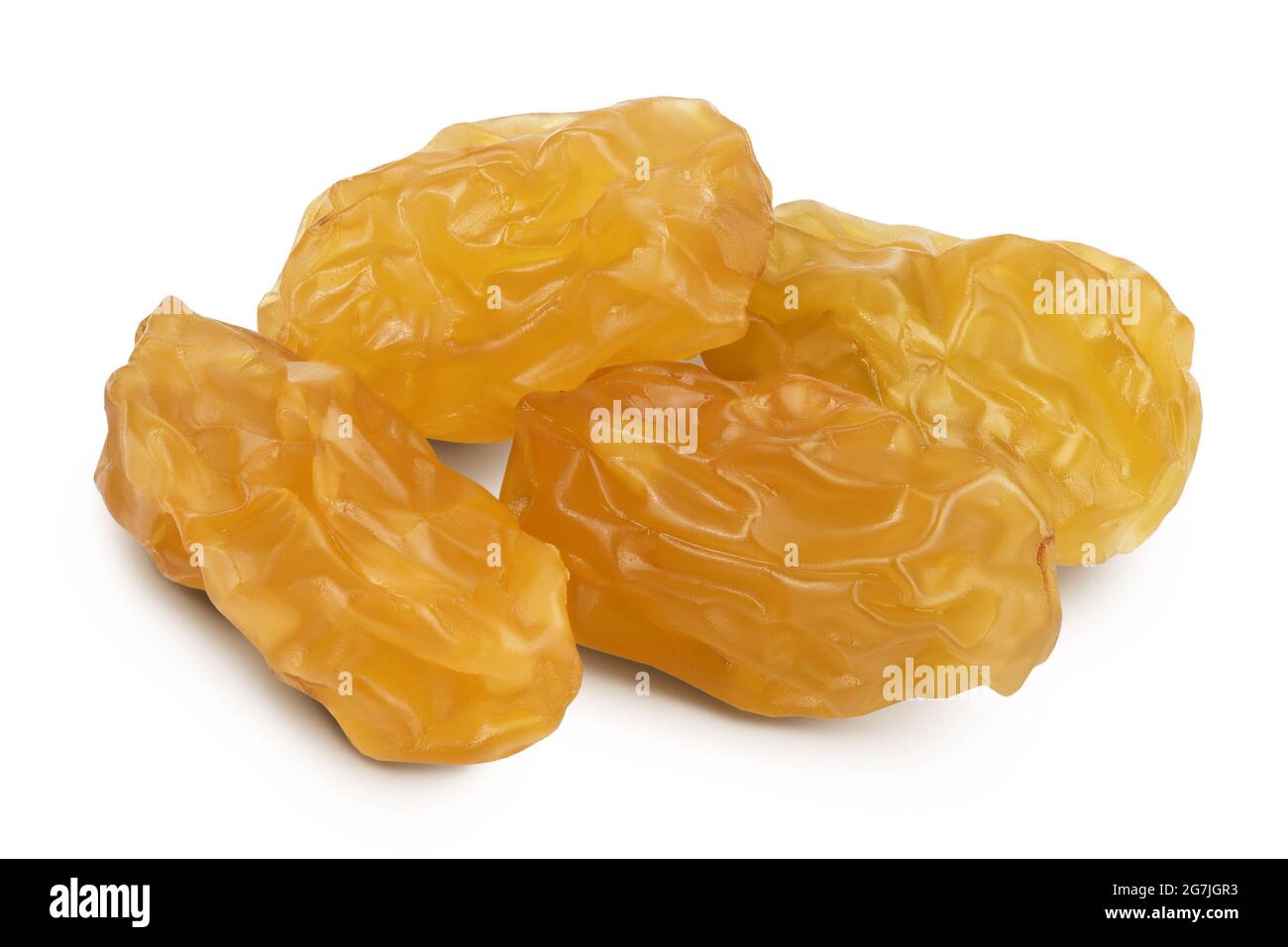 Yellow raisin isolated on white background with clipping path and full ...
