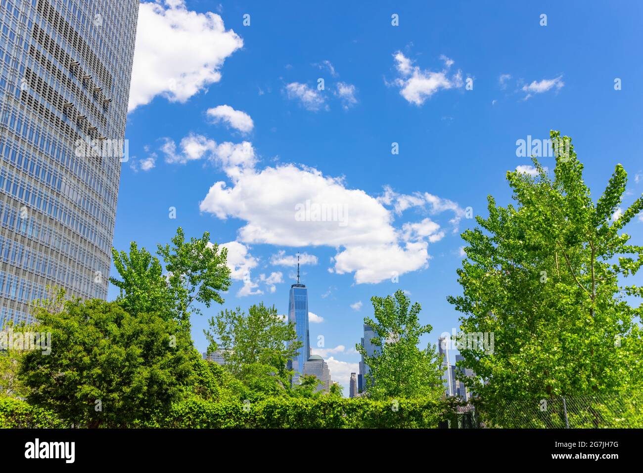 Unique shape clouds float over the Lower Manhattan skyscraper NYC Stock ...