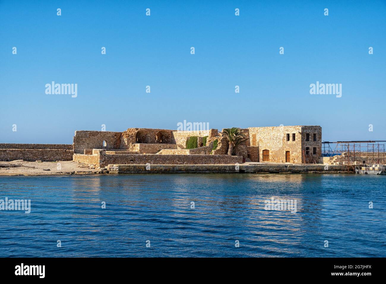 historic building in the port of Chania on the Greek island of Crete ...