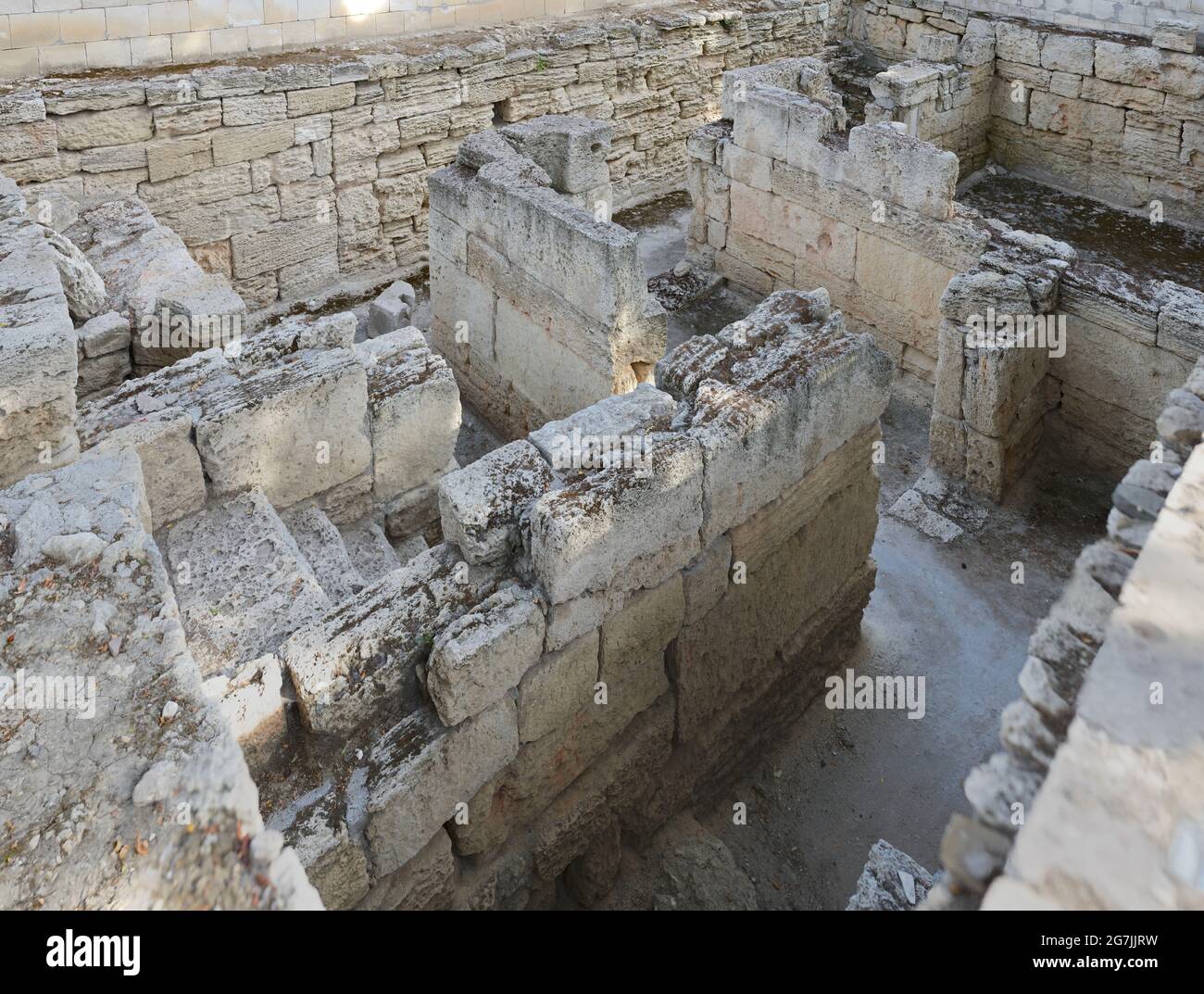 Close-up archaeological excavation of ancient mint as of July 26, 2013 ...