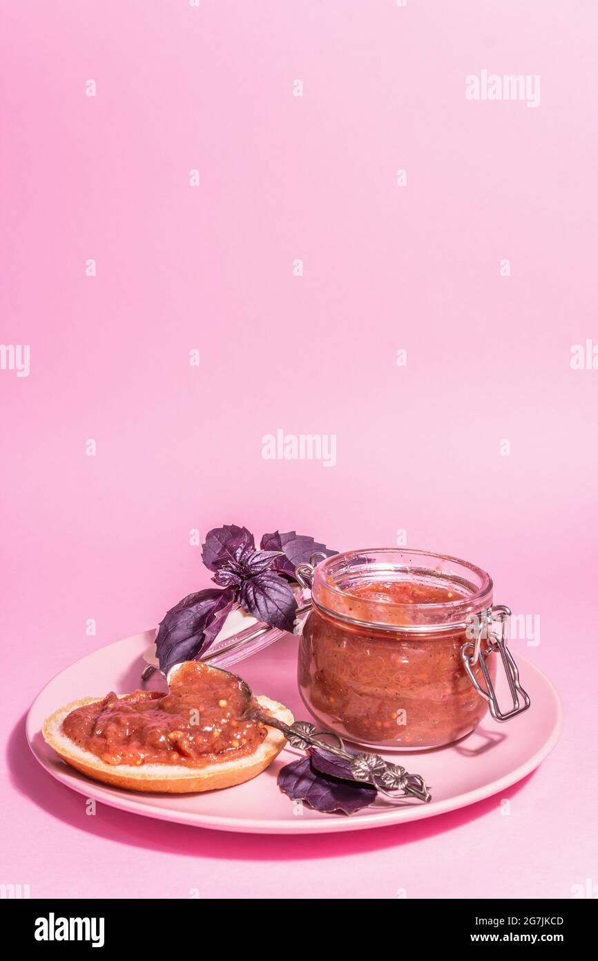 Chutney from rhubarb. Delicious food, traditional seasonal sauce ...