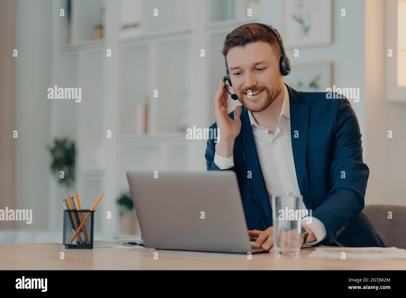 Businessman talk webcam on computer hi-res stock photography and images ...