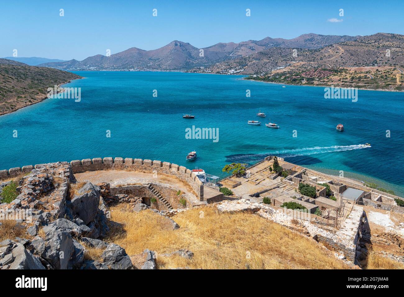 The fortress and leper colony of Spinalonga on Crete in Greece Stock ...