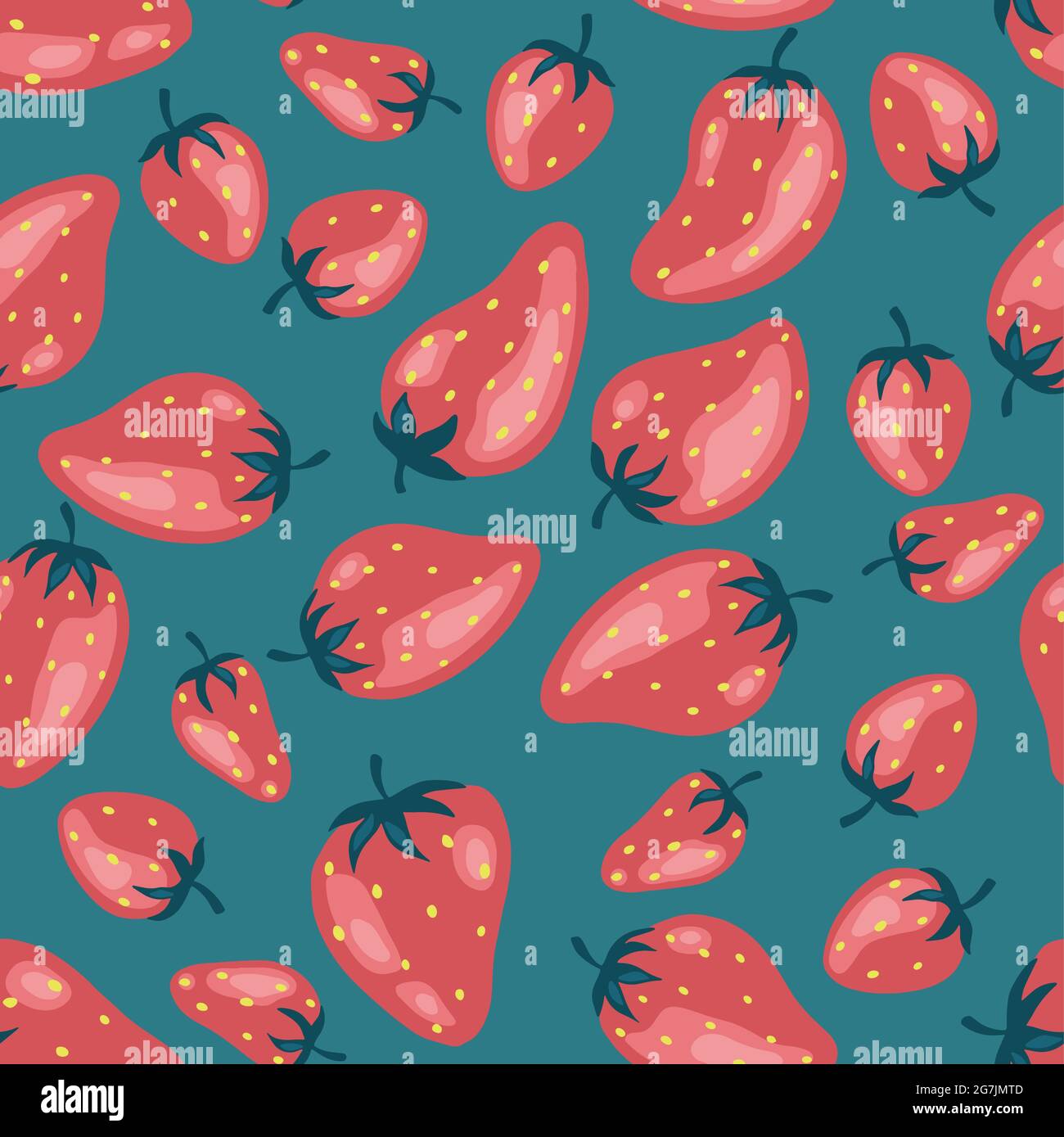 Cartoon bright strawberries seamless pattern. Vector background of ...
