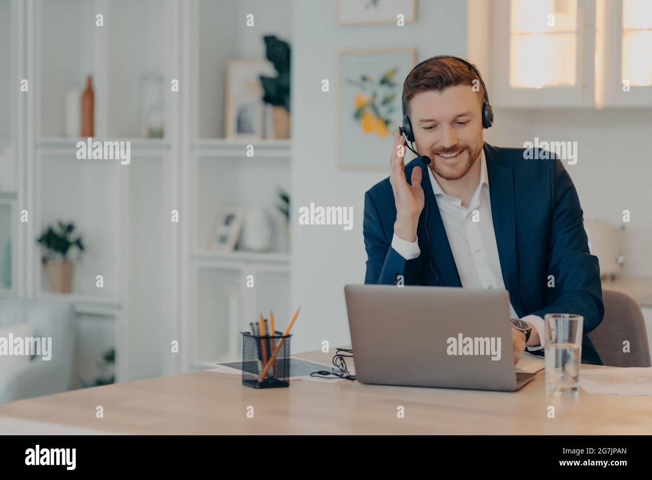 Business man freelancer sit desk hi-res stock photography and images ...