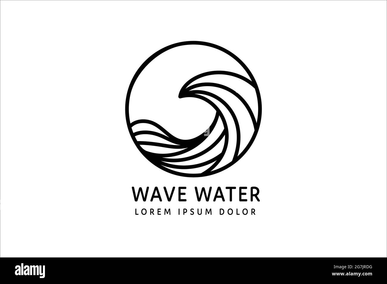 modern monoline style circular ocean waves logo design isolated Stock ...