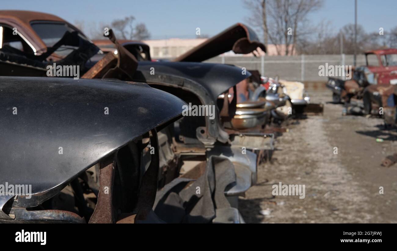 Bunch of industrial rusty parts on a damaged old vehicle Stock Photo ...
