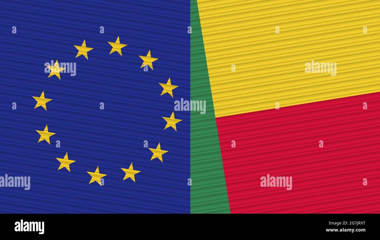 Benin and European Union Two Half Flags Together Fabric Texture ...