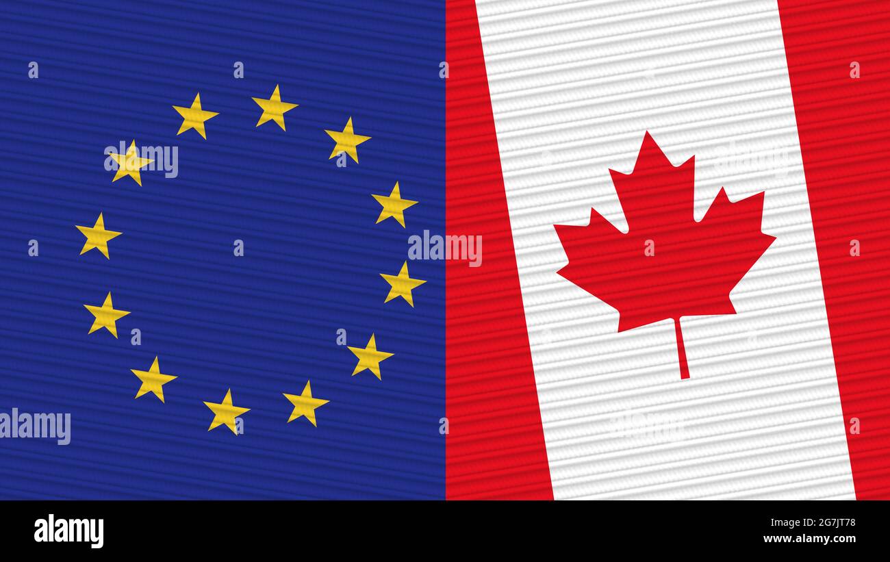 Canada and European Union Two Half Flags Together Fabric Texture ...