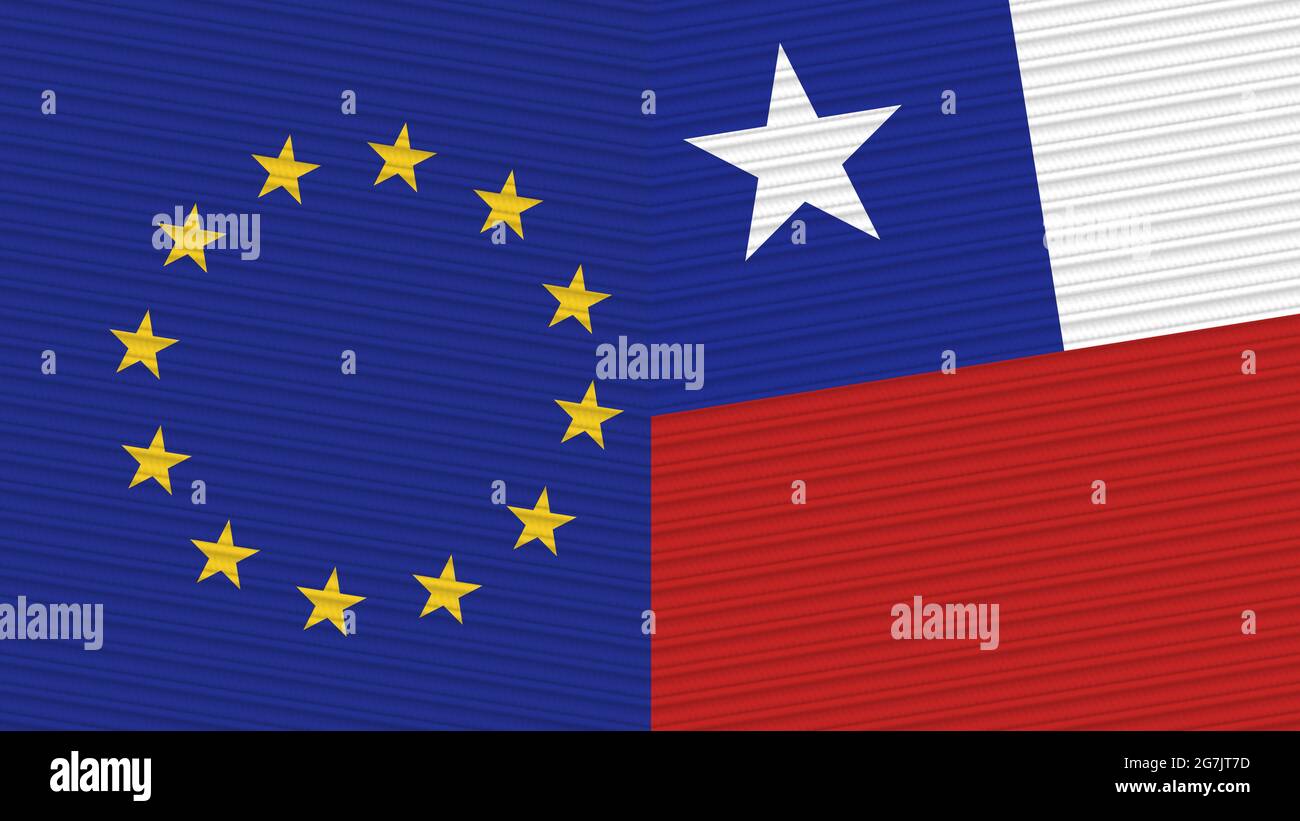Chile and European Union Two Half Flags Together Fabric Texture ...