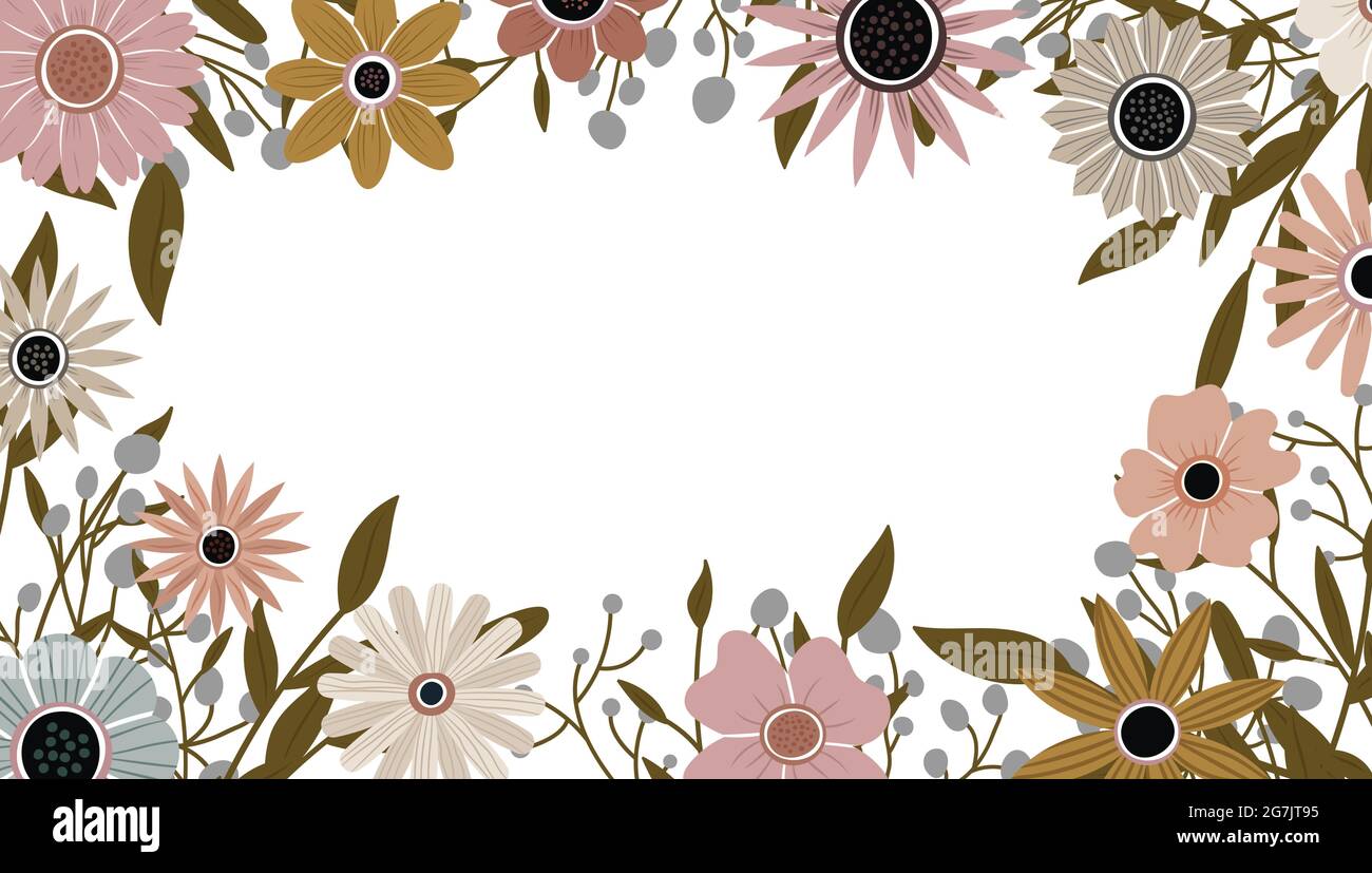 Abstract art nature background vector. Trendy plants frame. design ...