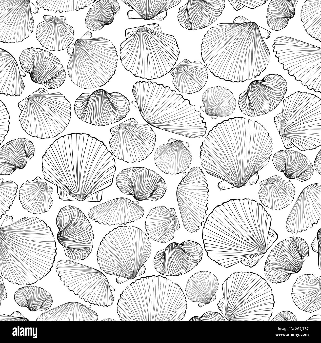Marine seamless pattern from sea shells scallop Stock Vector Image ...