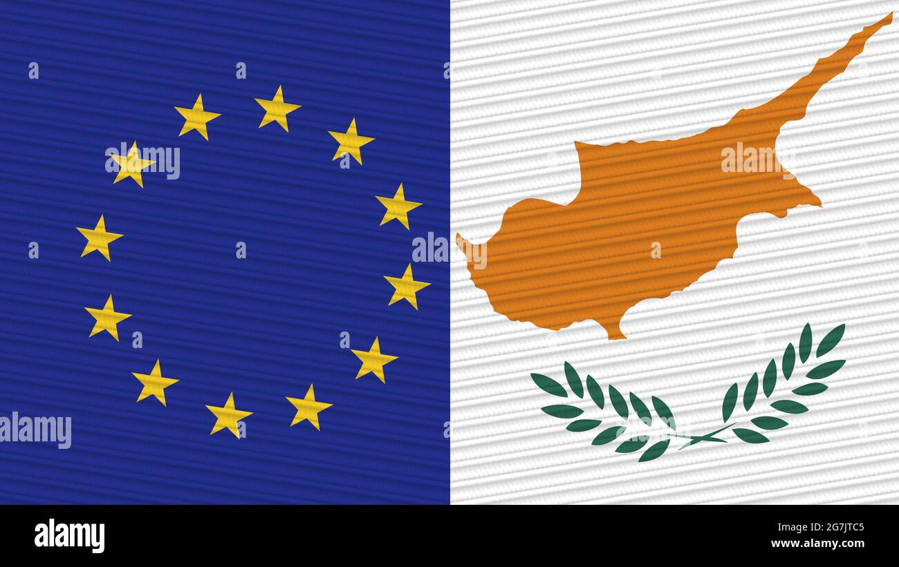 Cyprus and European Union Two Half Flags Together Fabric Texture ...