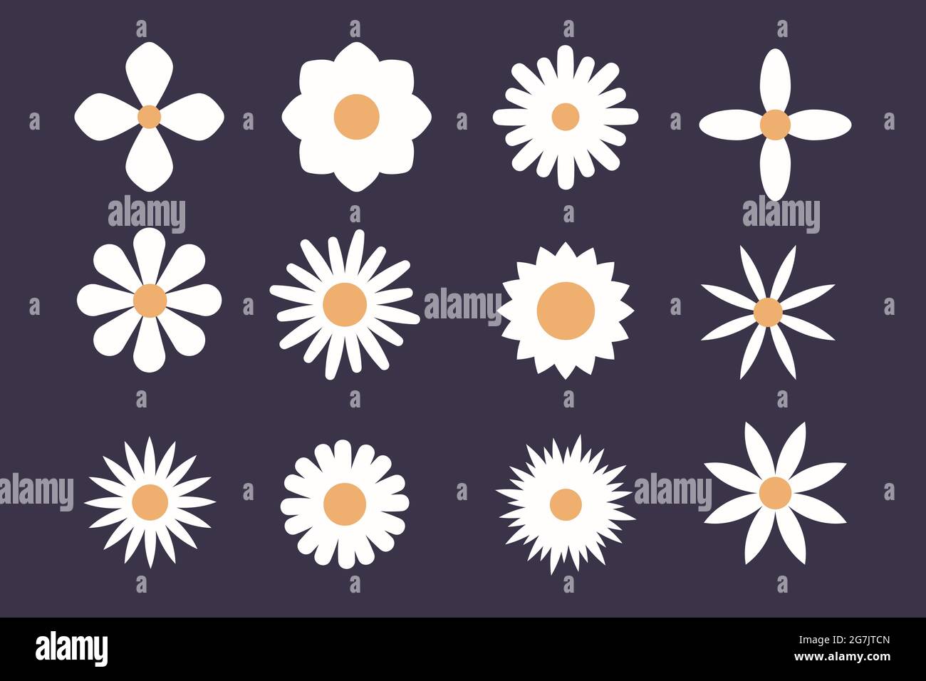 Flower icon set. Collection of minimalist flowers. Vector illustration ...