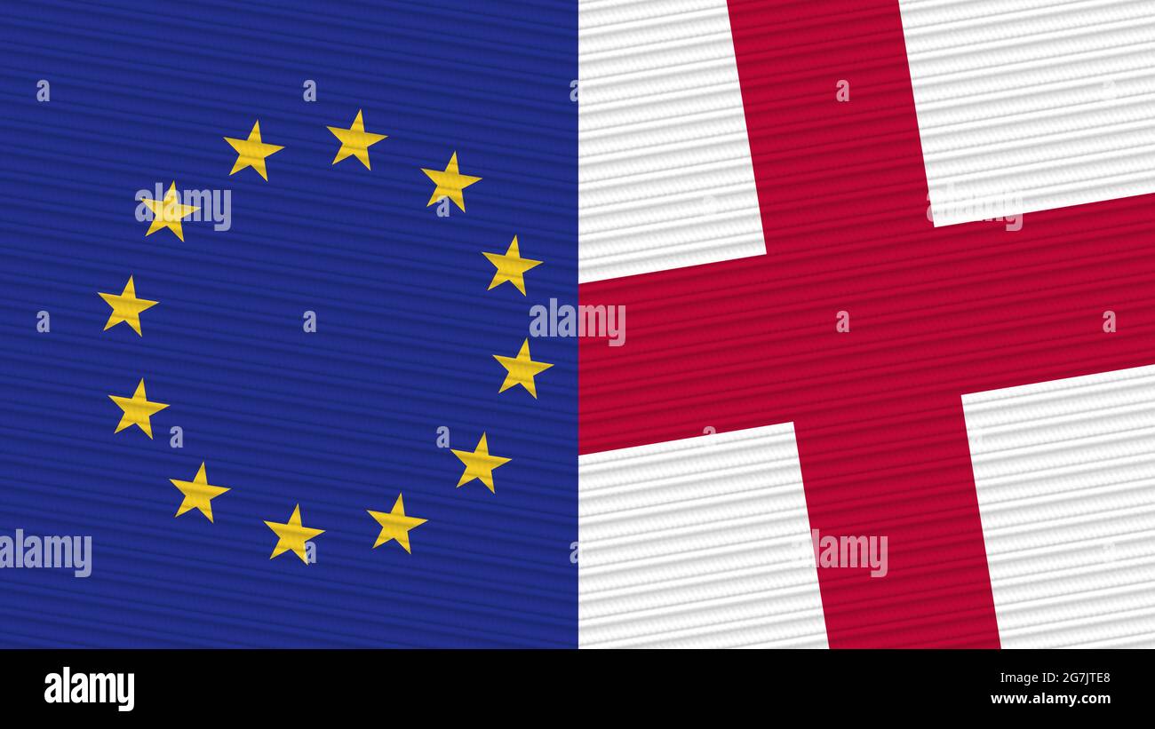 England and European Union Two Half Flags Together Fabric Texture ...