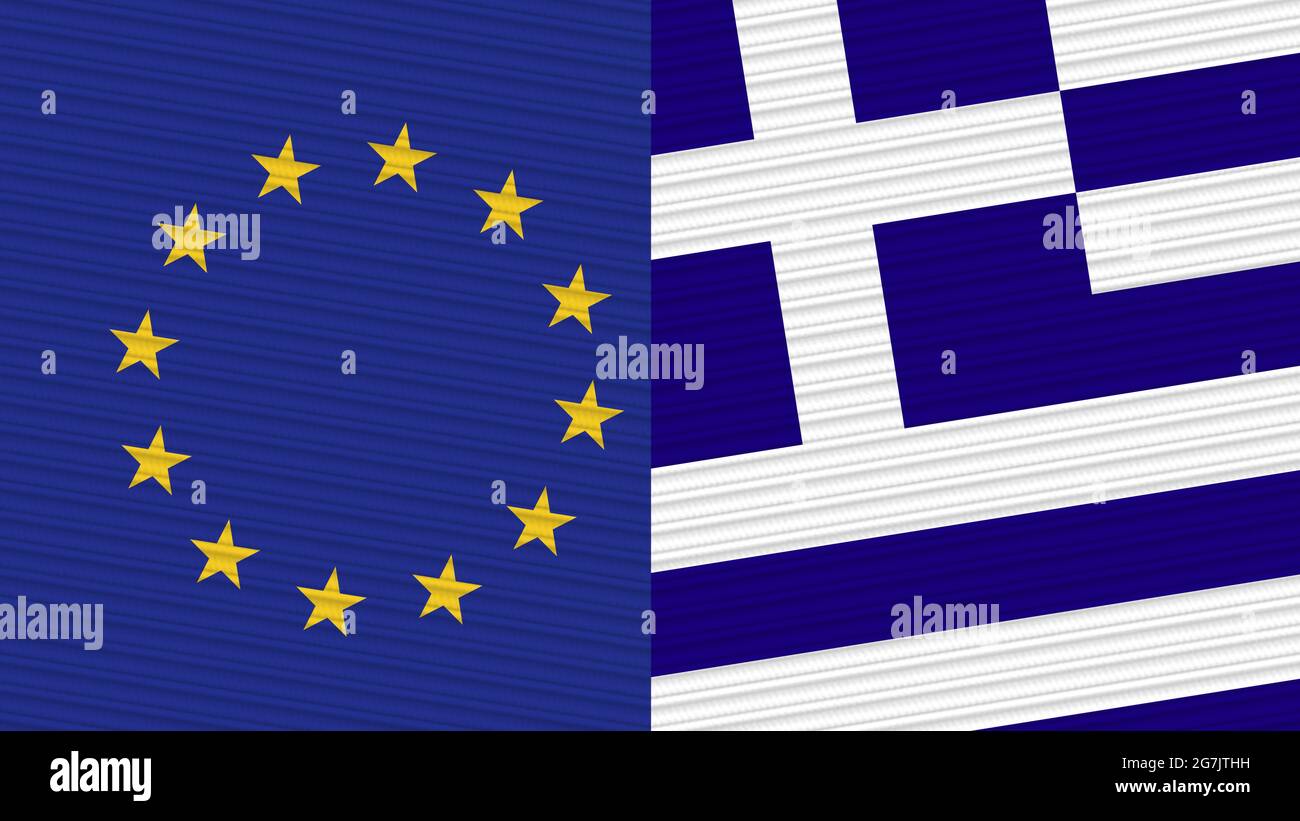 Greece and European Union Two Half Flags Together Fabric Texture ...
