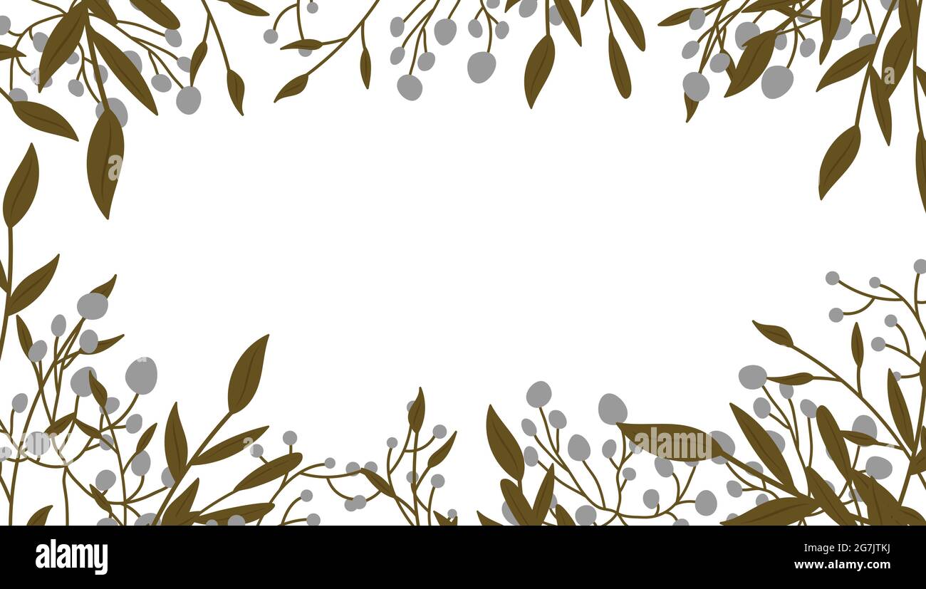 Abstract art nature background vector. Trendy plants frame. design ...