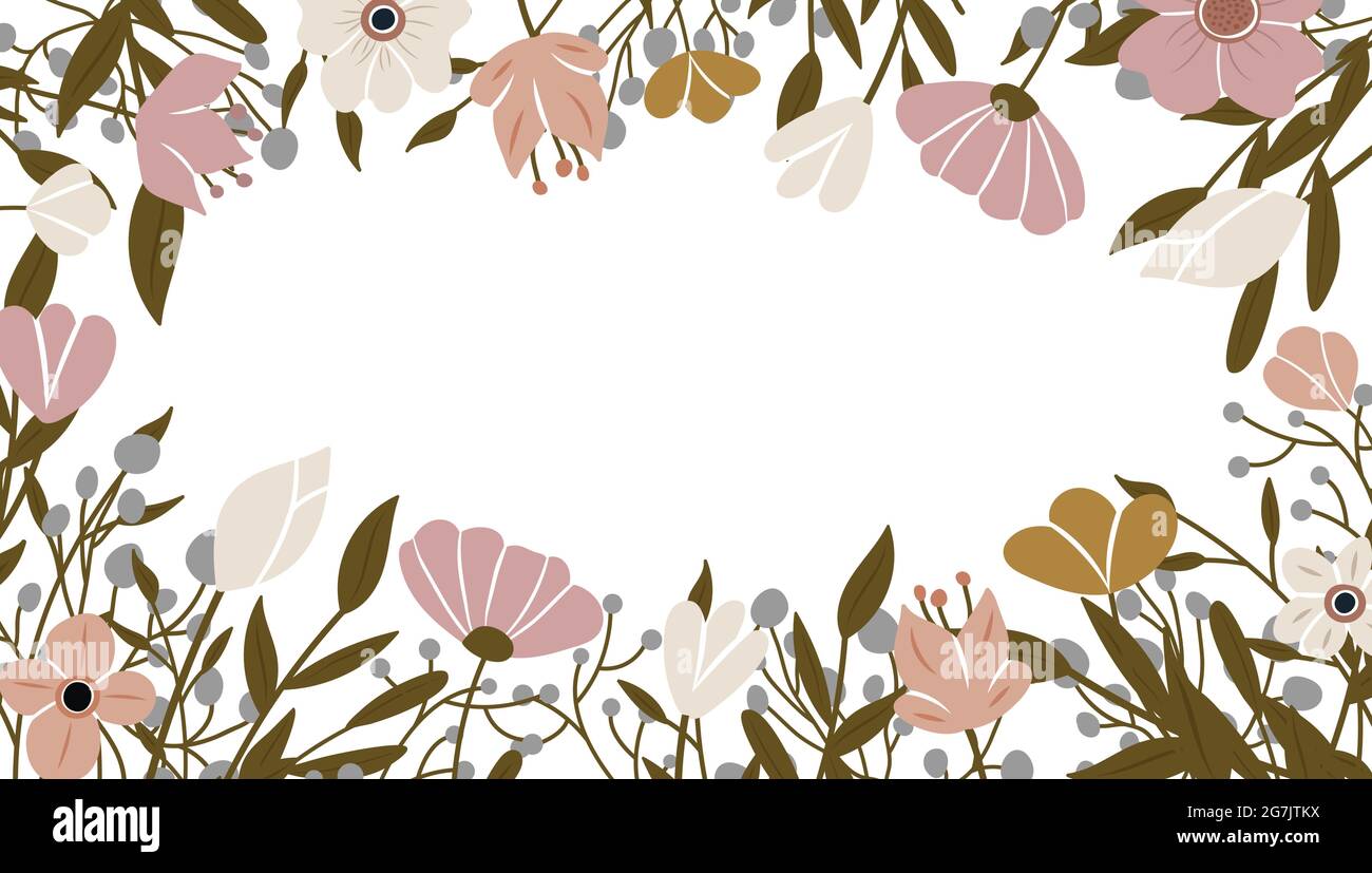 Abstract art nature background vector. Trendy plants frame. design ...