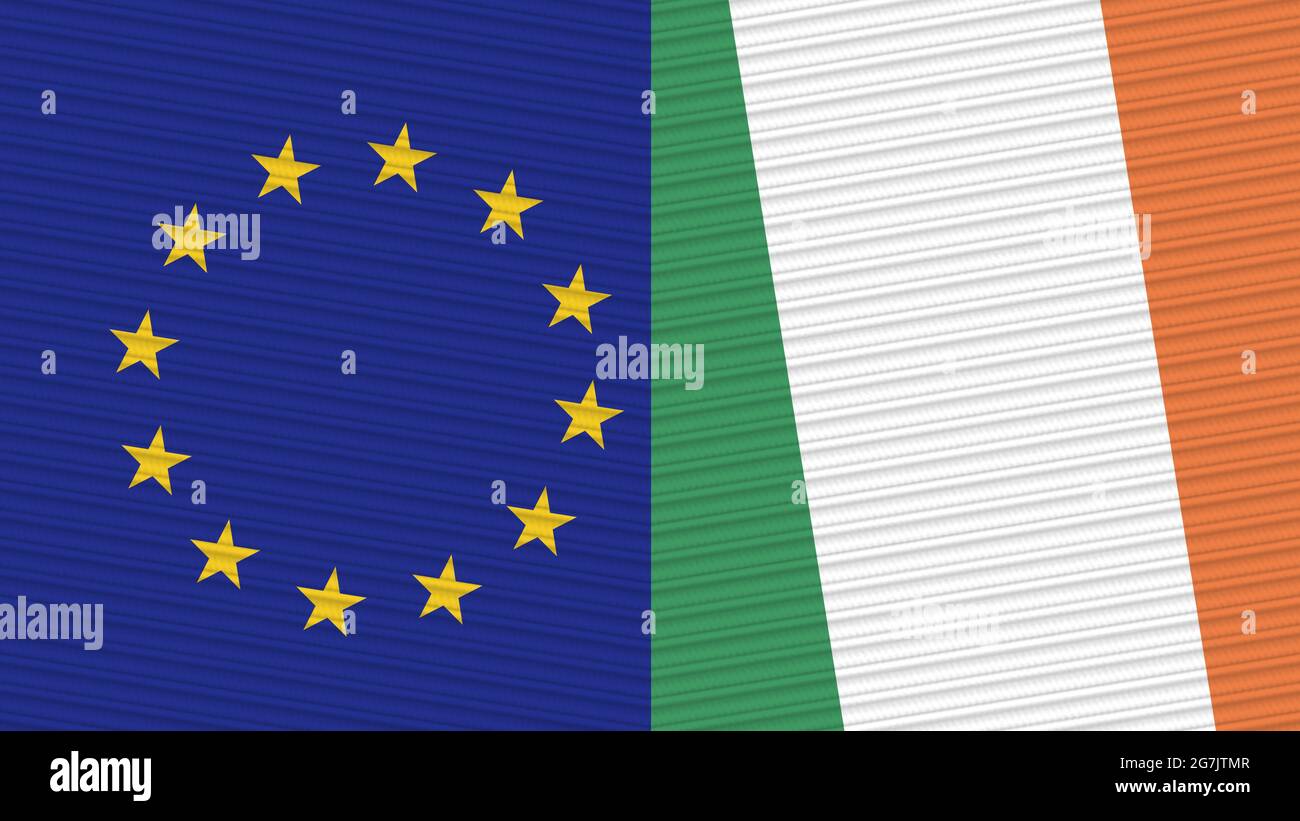 Ireland and European Union Two Half Flags Together Fabric Texture ...