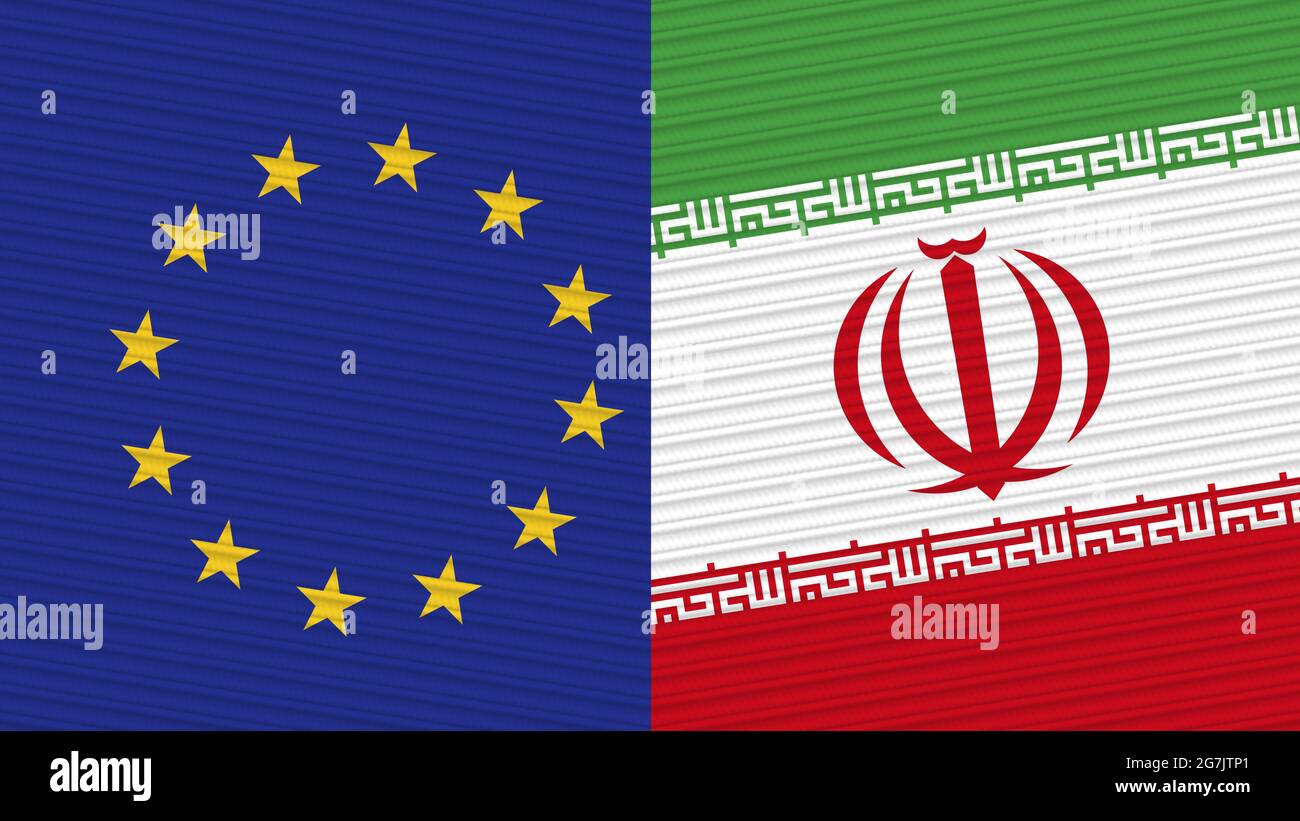 Iran and European Union Two Half Flags Together Fabric Texture ...