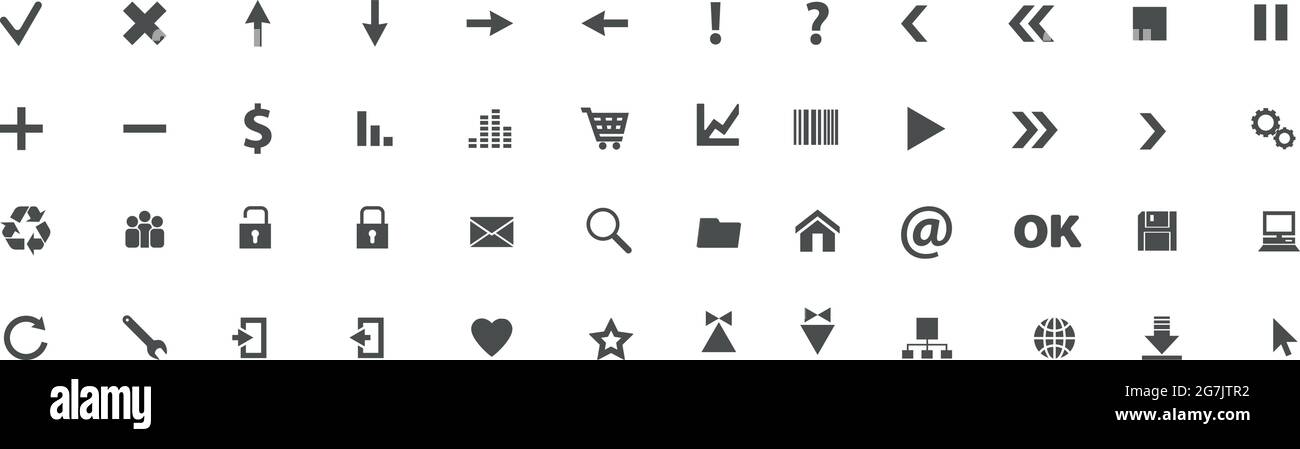 Selection of different icons on white background - Vector illustration ...