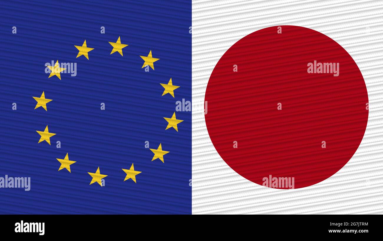 Japan and European Union Two Half Flags Together Fabric Texture ...